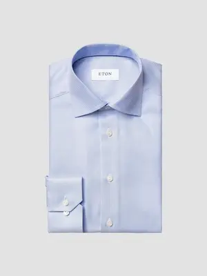 Eton Contemporary-fit Houndstooth Cotton Shirt - Blue