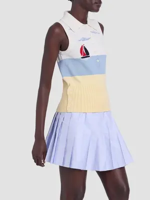 Thom Browne Embroidered Nantucket Intarsia Sleeveless Polo Sweater