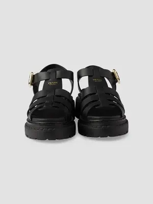 Prada Leather Fisher Sandals - Black
