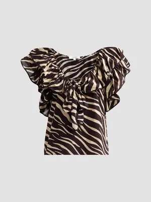 Ronny Kobo Aubrey -print Cotton Ruffle Top