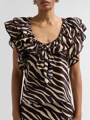 Ronny Kobo Aubrey -print Cotton Ruffle Top