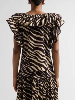 Ronny Kobo Aubrey -print Cotton Ruffle Top
