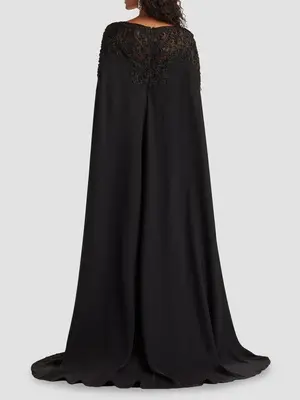 Tadashi Shoji Massaro Embroidered Cape Gown