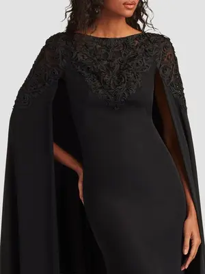 Tadashi Shoji Massaro Embroidered Cape Gown