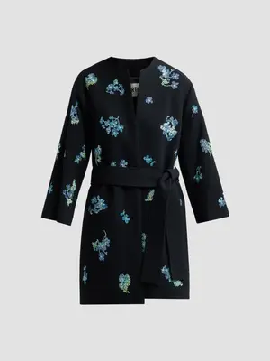Libertine Bluebell Lane Embellished Opera Wrap Coat - Black