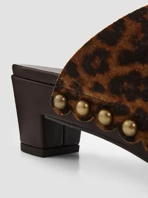 PEDRO GARCIA Nain 65mm Studded Leopard-printed Suede Clogs