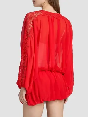 Ramy Brook Angie V-neck Blouse - Flame