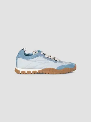 Miu Miu Tyre Technical Fabric And Suede Sneakers - Blue