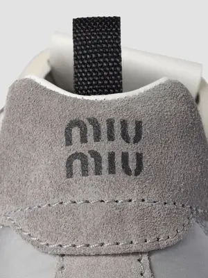 Miu Miu Tyre Technical Fabric And Suede Sneakers - Grey