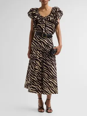 Ronny Kobo Feyre -striped Drop-waist Skirt