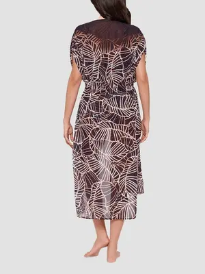 Miraclesuit Lets Be Fronds Leaf-print Kimono-style Cover-up - Black Multi