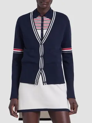 Thom Browne Sailboat Jacquard V-neck Cardigan