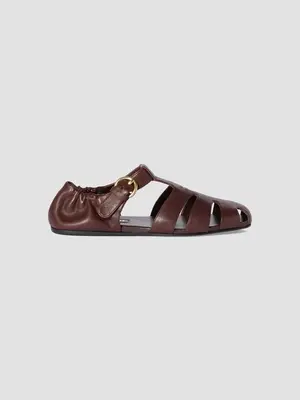 Miu Miu Ruches Nappa Leather Fisherman Sandals - Brown