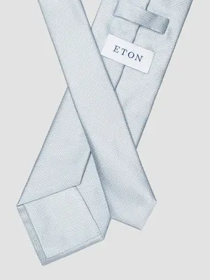 Eton Herringbone Woven Silk Tie - Blue