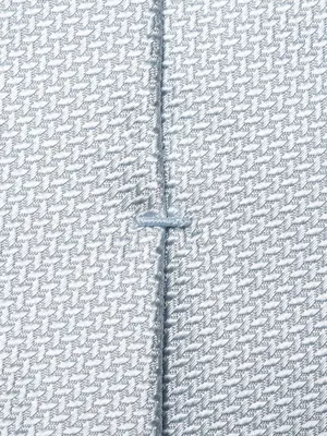 Eton Herringbone Woven Silk Tie - Blue
