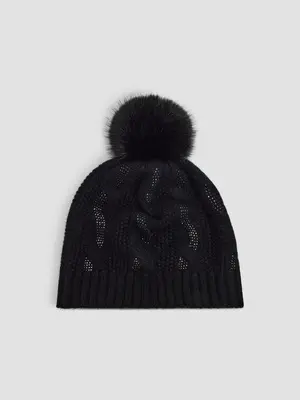 Sofia Cashmere Chunky Cable-knit Cashmere Beanie - Black