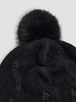 Sofia Cashmere Chunky Cable-knit Cashmere Beanie - Black