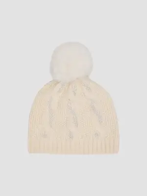 Sofia Cashmere Chunky Cable-knit Cashmere Beanie - Ivory