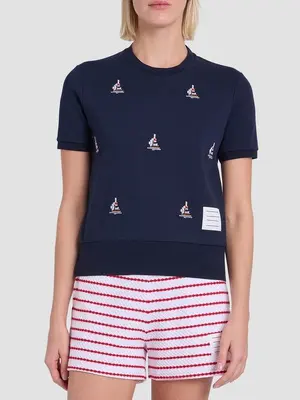 Thom Browne Sailboat Intarsia-knit Cotton Sweater