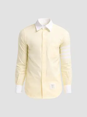 Thom Browne Engineered 4-bar Linen Straight-fit Shirt - Medium Yellow