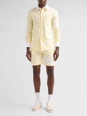 Thom Browne Engineered 4-bar Linen Straight-fit Shirt - Medium Yellow