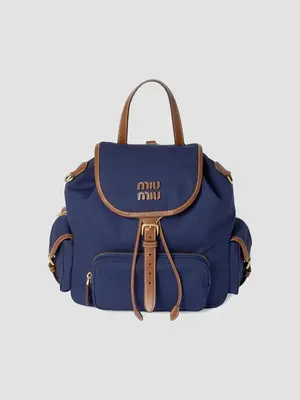Miu Miu Canvas And Leather Backpack - Blue