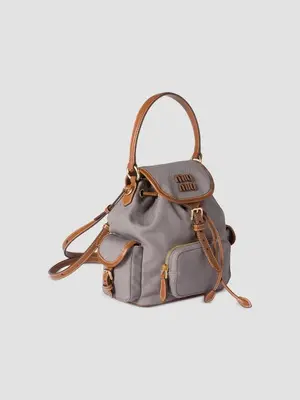 Miu Miu Canvas And Leather Backpack - Grey
