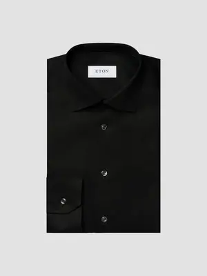 Eton Cotton-twill Slim-fit Dress Shirt - Black