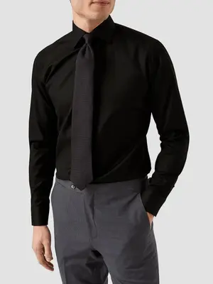 Eton Cotton-twill Slim-fit Dress Shirt - Black