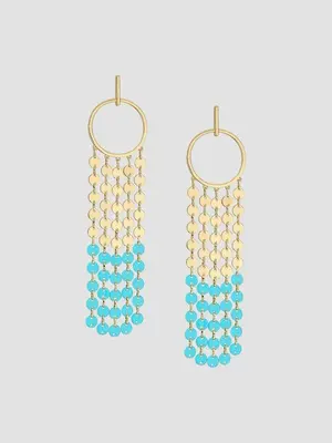 Ramy Brook Enamel Charms Miraya Goldtone Stainless Steel Drop Earrings - Bazaar Blue