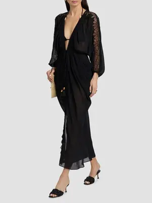 Ramy Brook Bernice Lace-trim V-neck Maxi Dress - Black