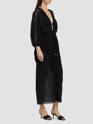 Ramy Brook Bernice Lace-trim V-neck Maxi Dress - Black
