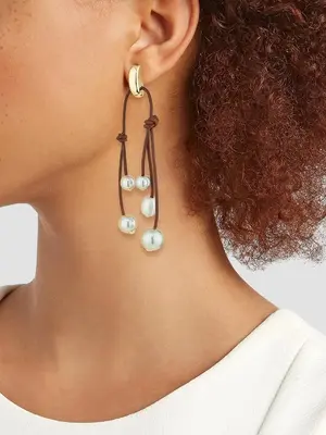 Ramy Brook Corded Riya Goldtone & Leather Drop Earrings