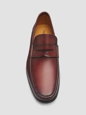 Magnanni Gentry Leather Penny Loafers - Cognac
