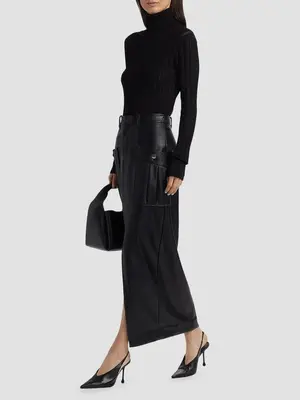 TOCCIN Fallon Faux Leather Cargo Midi-skirt