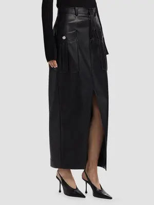 TOCCIN Fallon Faux Leather Cargo Midi-skirt