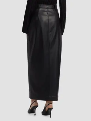 TOCCIN Fallon Faux Leather Cargo Midi-skirt