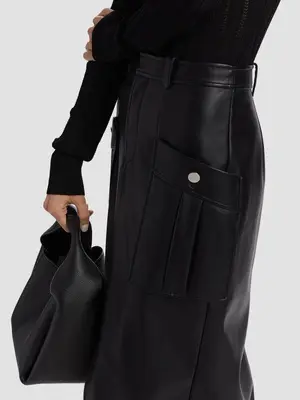 TOCCIN Fallon Faux Leather Cargo Midi-skirt