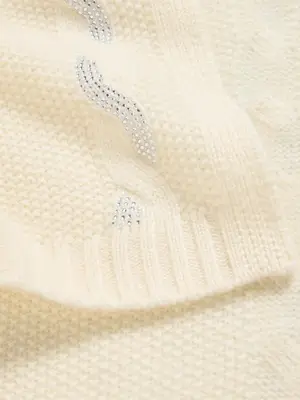 Sofia Cashmere Crystal-embellished Cable-knit Cashmere Scarf - Ivory