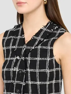 Thom Browne Windowpane Tweed Cardigen Mini Dress