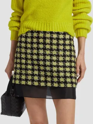TOCCIN Spencer Tweed & Organza Miniskirt
