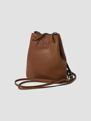 Miu Miu Nappa Leather Mini Bucket Bag - Brown