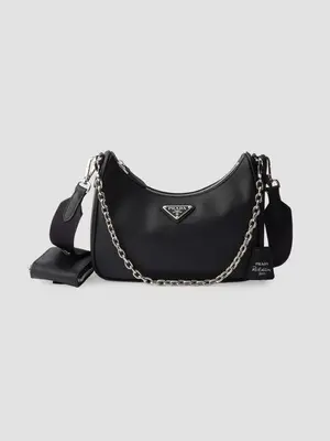 Prada Re-edition 2005 Saffiano Leather Shoulder Bag - Black Silver