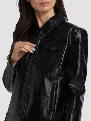 TOCCIN Juno Crocodile-embossed Faux Leather Moto Jacket