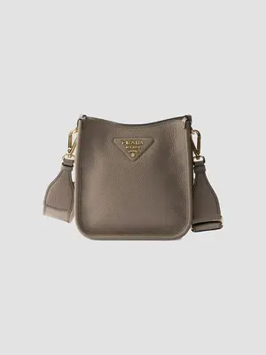 Prada Mini Leather Shoulder Bag - Grey