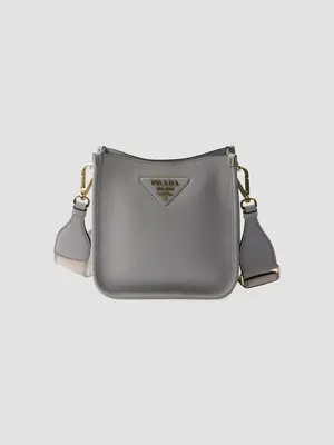 Prada Mini Leather Shoulder Bag - Light Grey