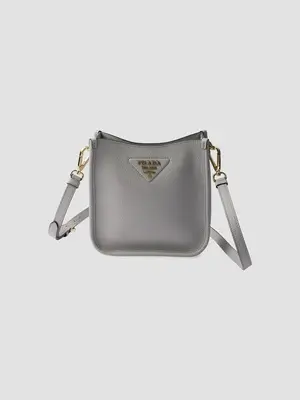 Prada Mini Leather Shoulder Bag - Light Grey