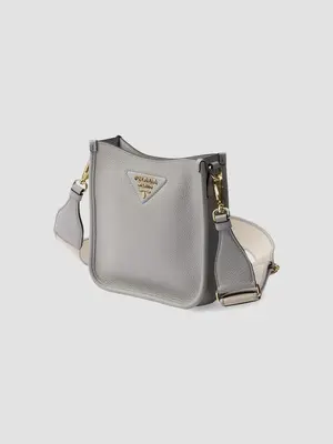 Prada Mini Leather Shoulder Bag - Light Grey