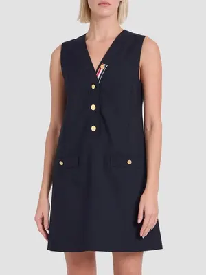 Thom Browne V-neck Wool Cardigan Minidress
