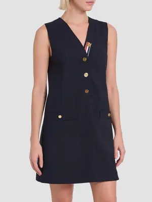 Thom Browne V-neck Wool Cardigan Minidress